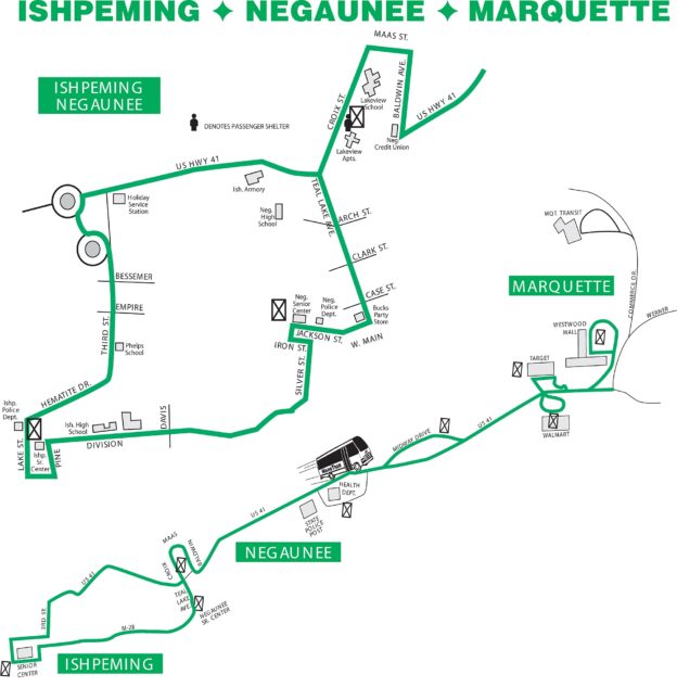 Ispeming, Negaunee, Marquette Shuttle Map | Marquette County Transit ...